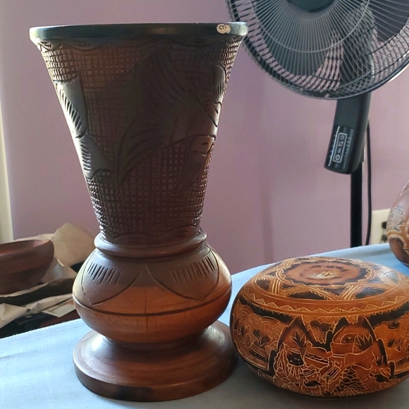 wooden hand made | Accents | Haitian Wooden Vase | Poshmark